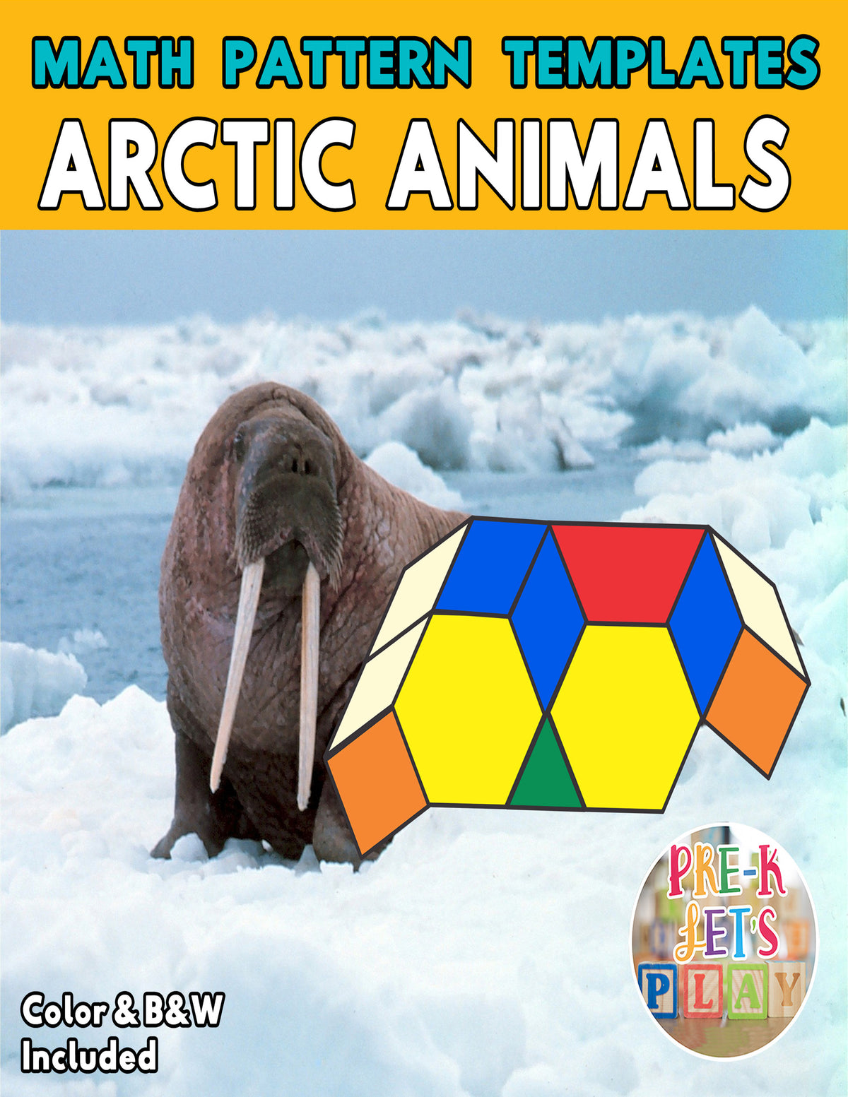 Arctic Animals | Printable Math Pattern Block Templates | Pre-K Let's Play