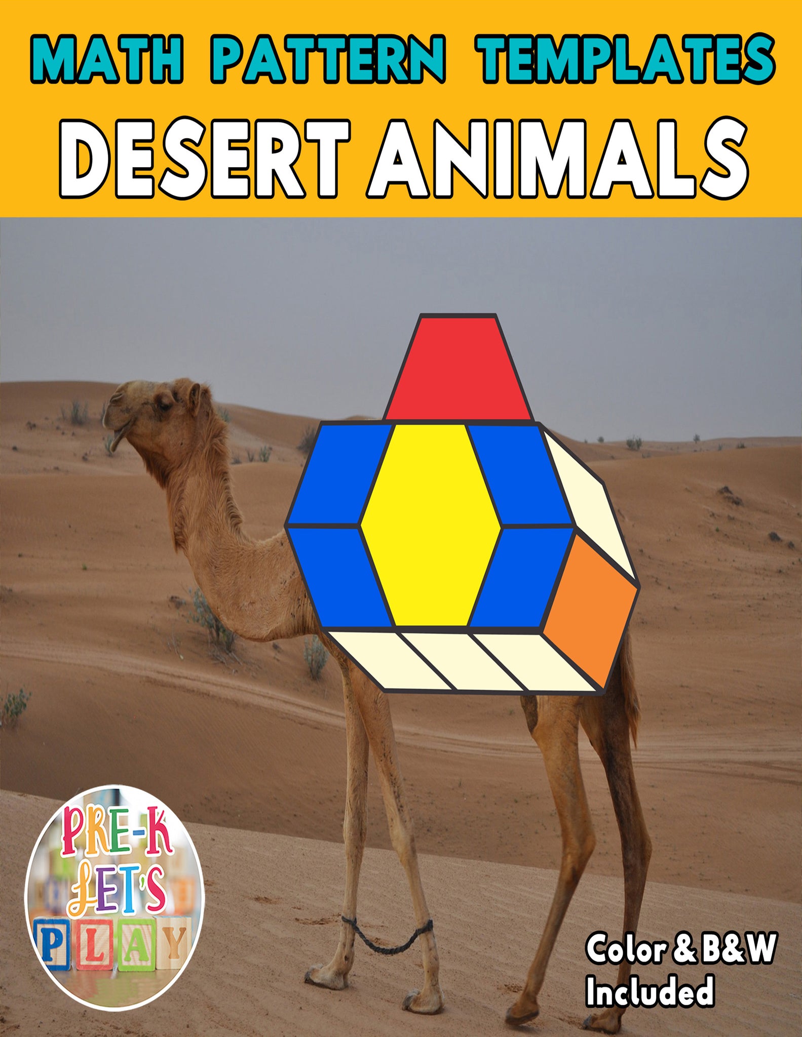 Desert Animals | Math Pattern Block Templates printables | Pre-K Let's Play