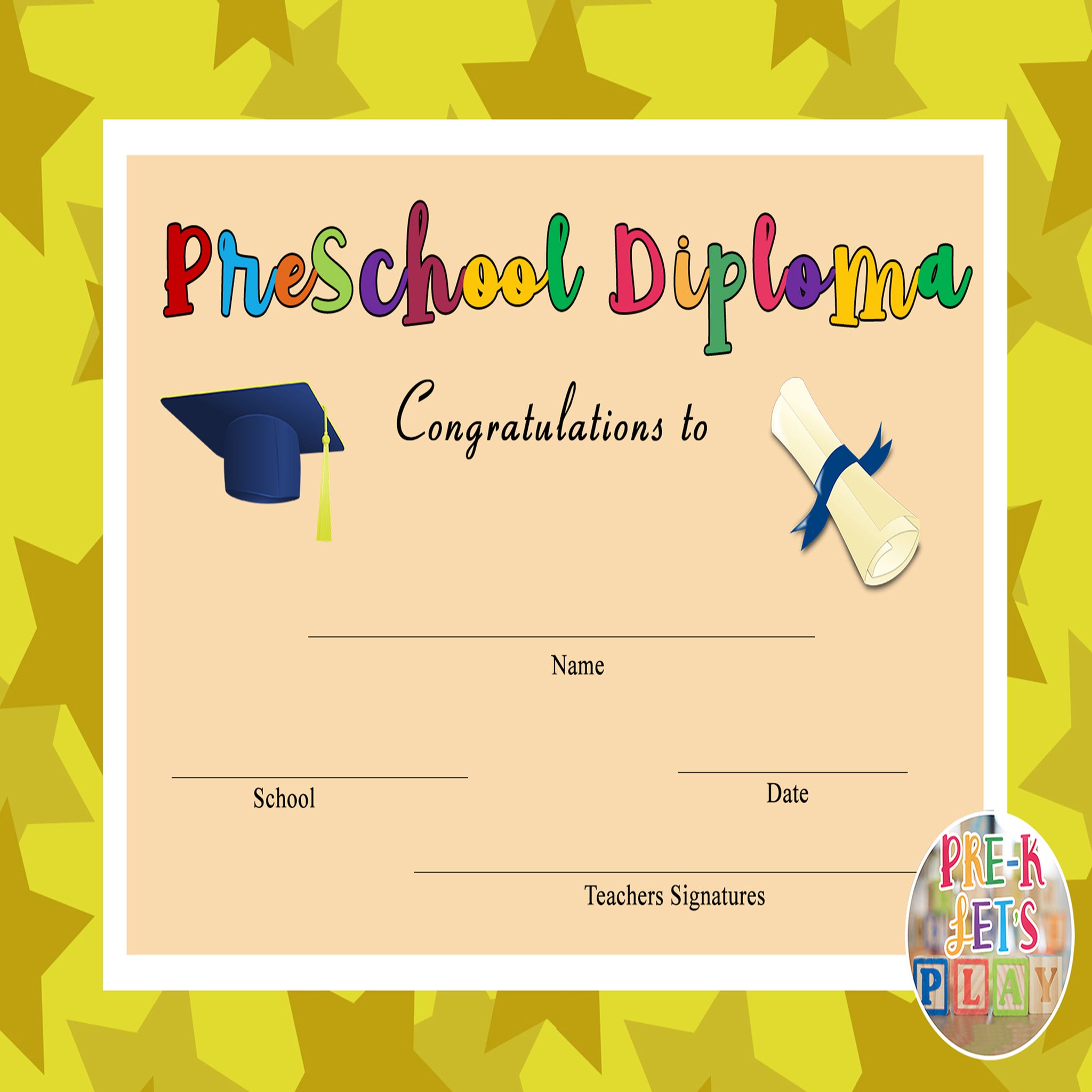 Preschool Graduation | Editable Diplomas & Certificates | End of the Y ...