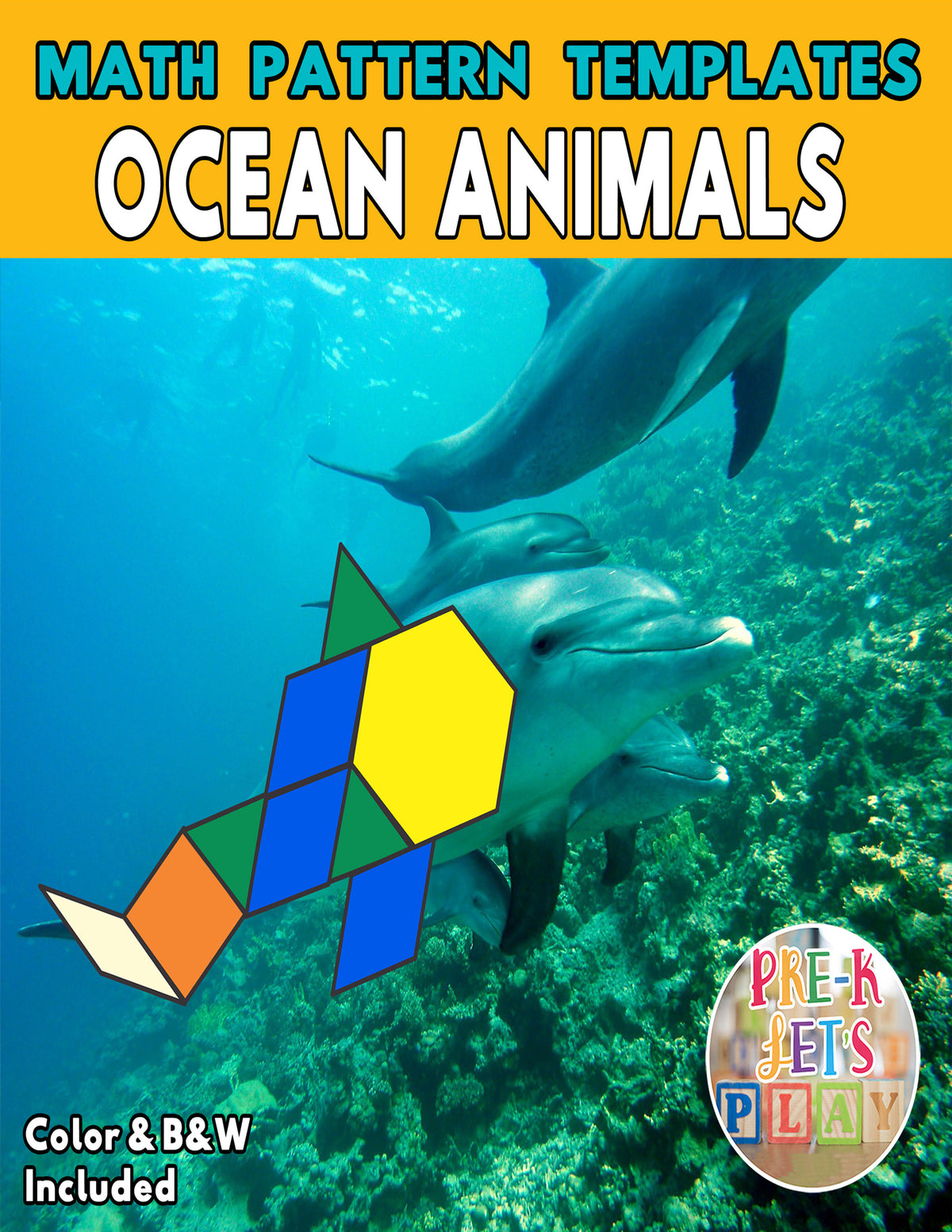 Ocean Animals | Printable Math Pattern Block Templates | Pre-K Let's Play