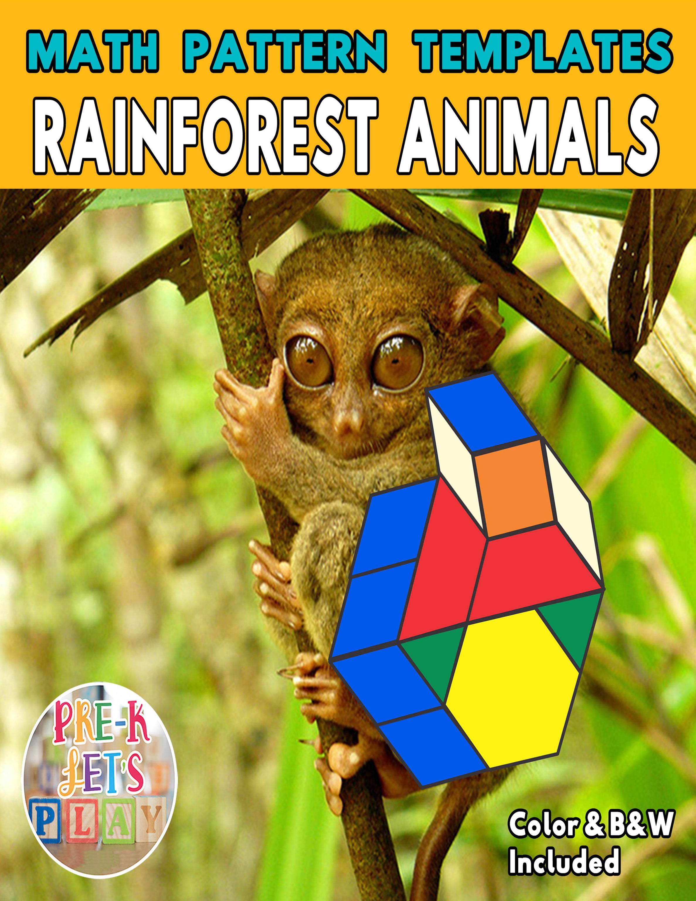Rainforest Animals | Printable Math Pattern Block Templates | Pre-K Let ...