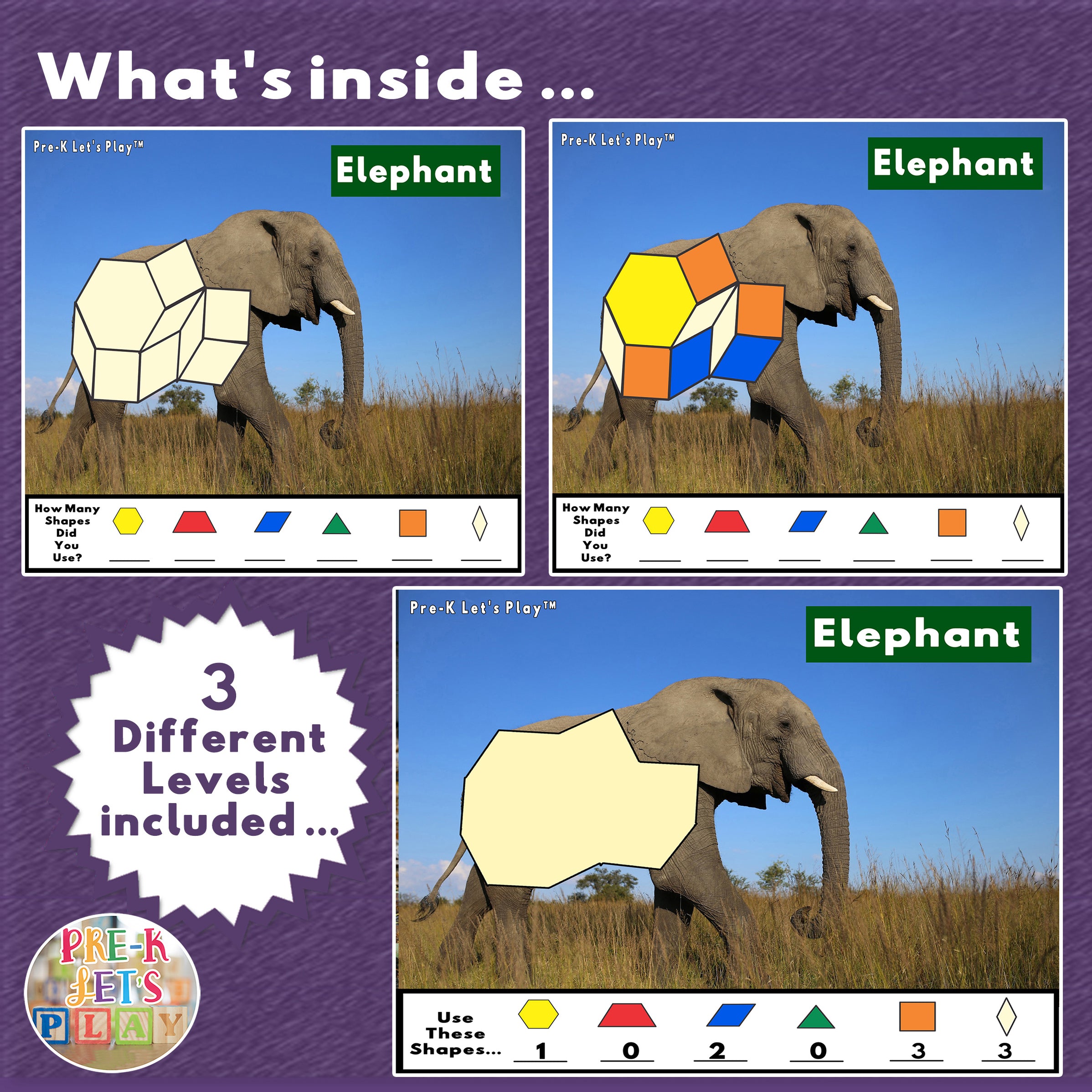 Grasslands Animals | Printable Math Pattern Block Templates | Pre-K Let ...