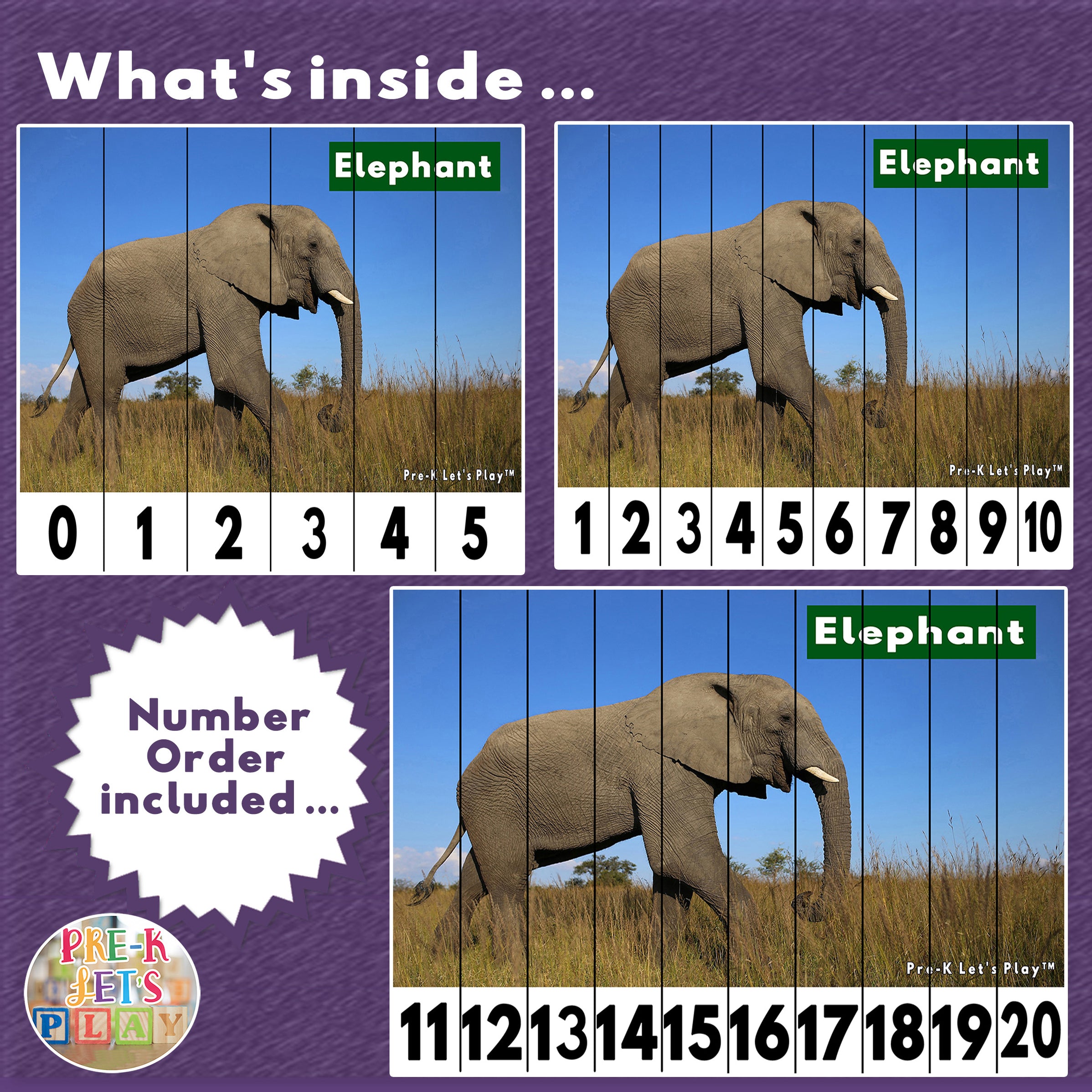 Grassland Animals Number Strip Puzzles | Number Order Sequencing & Ski ...